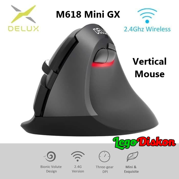 Jual Wireless Mouse Vertical - DELUX M618 Mini GX 2.4GHz 6button 1600 ...