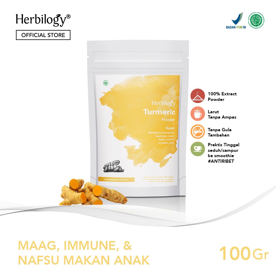 Herbilogy Turmeric (kunyit) Extract Powder 100g - Maag/Liver | Shopee ...