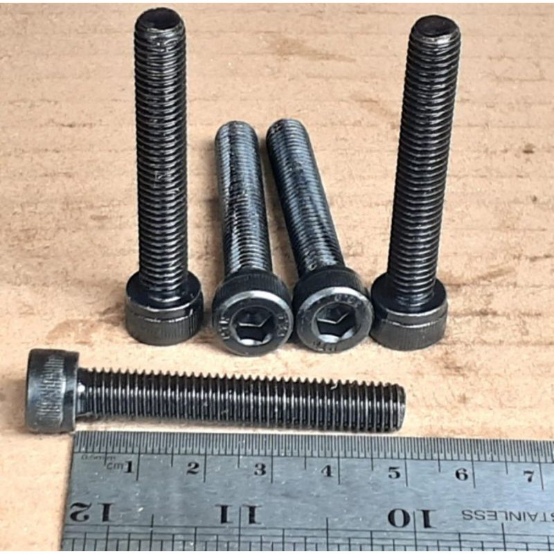 BAUT L M8X50 BAJA M8 X 50 HITAM PANJANG 5CM KUNCI L6 L 6 HEX HEAD SOCKET SCREW FULL DRAT ...