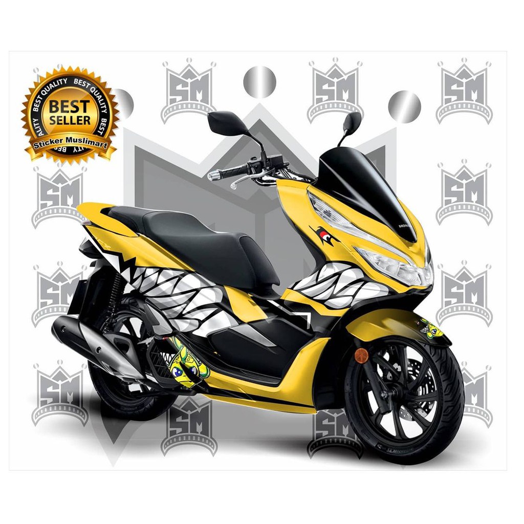 Jual Sticker decal full body Honda PCX Shark Kuning | Shopee Indonesia