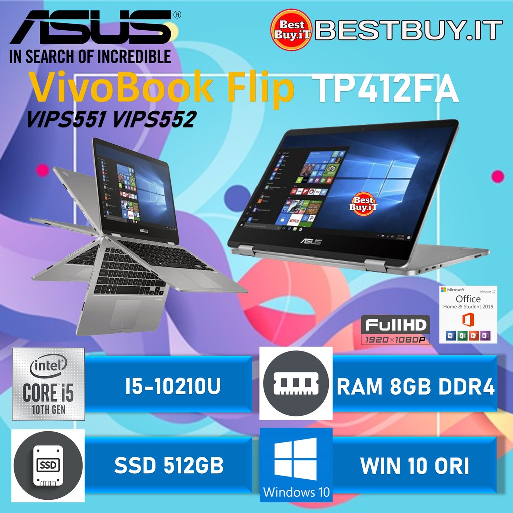 Jual ASUS VivoBook Flip TP412FA i5-10210U 8GB 512GB 14" FHD OHS W10 ...