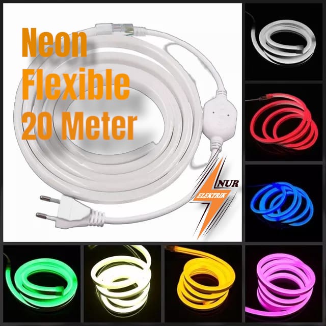 Jual Paket Lampu Neon Flex 220v Flexible 20 Meter + Colokan Socket ...