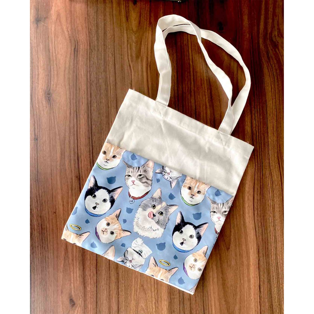 Jual TOTEBAG KANVAS MOTIF KUCING JELIBINS | Shopee Indonesia