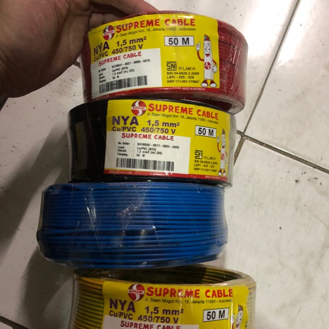 Jual Kabel listrik SUPREME NYA 1,5mm 50meter 1,5mm tunggal tembaga satuan | Shopee Indonesia