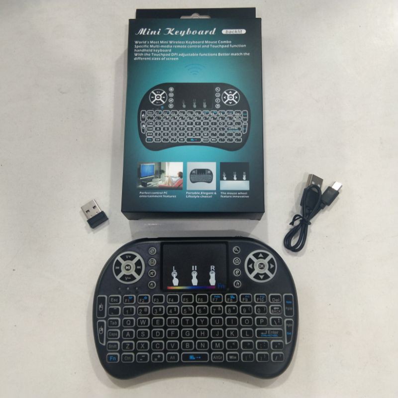 Jual Mini Wireless Keyboard Backlit - Black | Shopee Indonesia