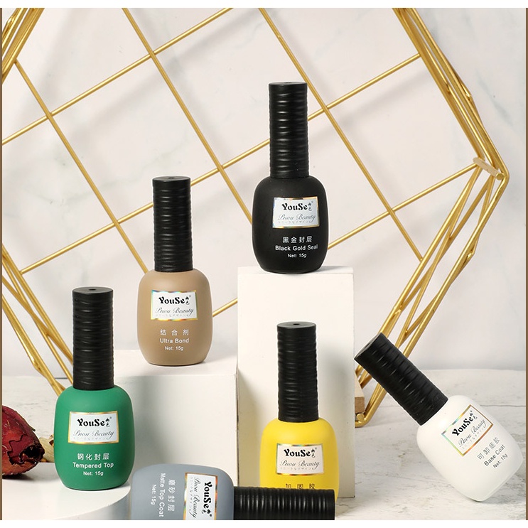 Jual YOUSE NAIL GEL POLISH TOP COAT ( BLACK GOLD SEAL ) BASE COAT ULTRA ...