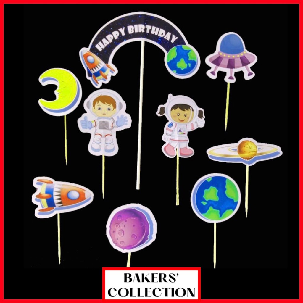Jual [BC] Cake Topper Kertas Happy Birthday Astronot Astronaut Set | Shopee Indonesia