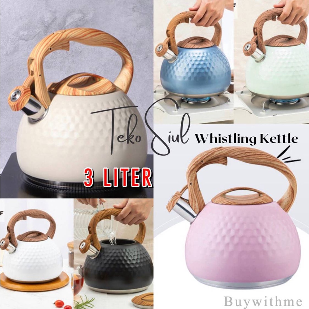 Jual Whistling Kettle 3 Liter Teko Aesthetic Handle Kayu Import Quality / Teko Siul 3 Liter ...