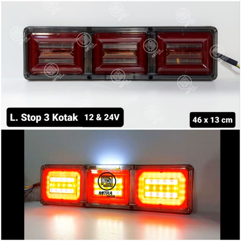 Jual LAMPU STOP LAMP 12V - 24V TRUCK 3 KOTAK LED RUNNING SEIN TREK TRUK ...