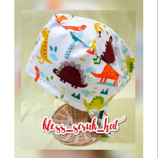 Jual Topi Dino / Topi bedah motif/ Scrub hat/ Topi katun/ Kupluk ...