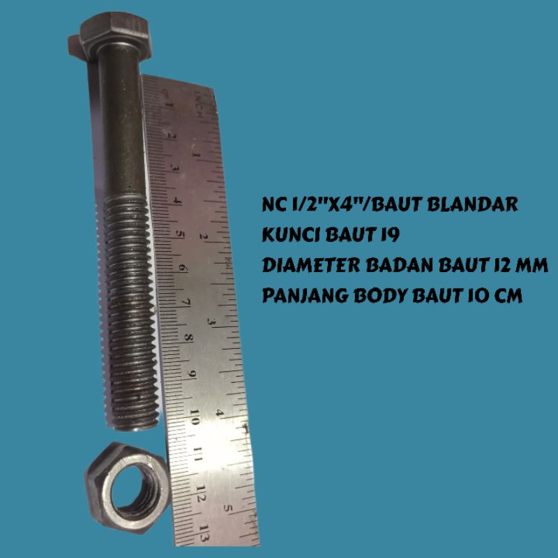 Jual BAUT BLANDAR 4 INCH KUNCI 19 PANJANG 10 CM-Baut Mur Balok Kayu NC 1/2X4 | Shopee Indonesia