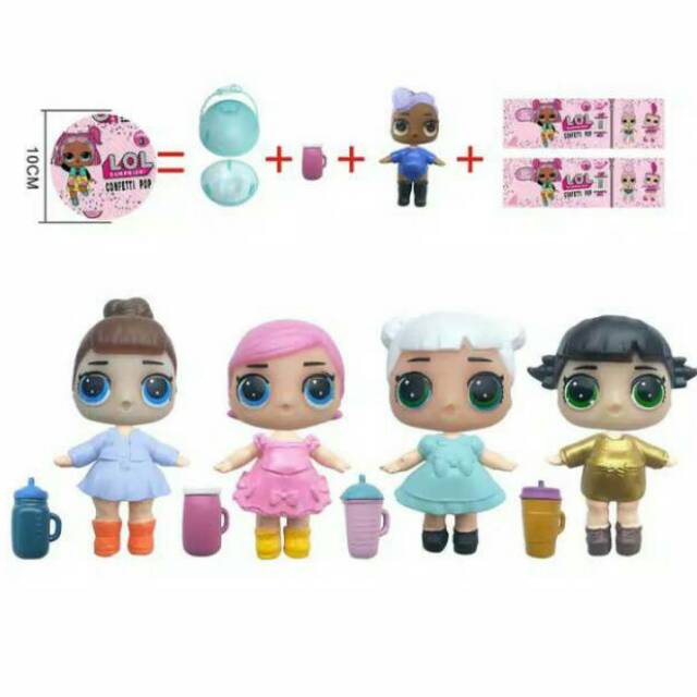 Boneka Lol surprese confetti pop 10 cm lil sister telur isi boneka lol ...