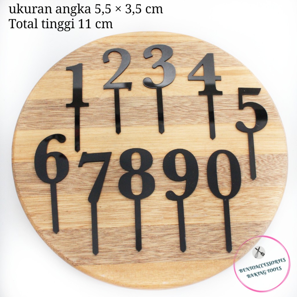 Jual Cake topper angka black acrylic hiasan kue harga satuan | Shopee ...