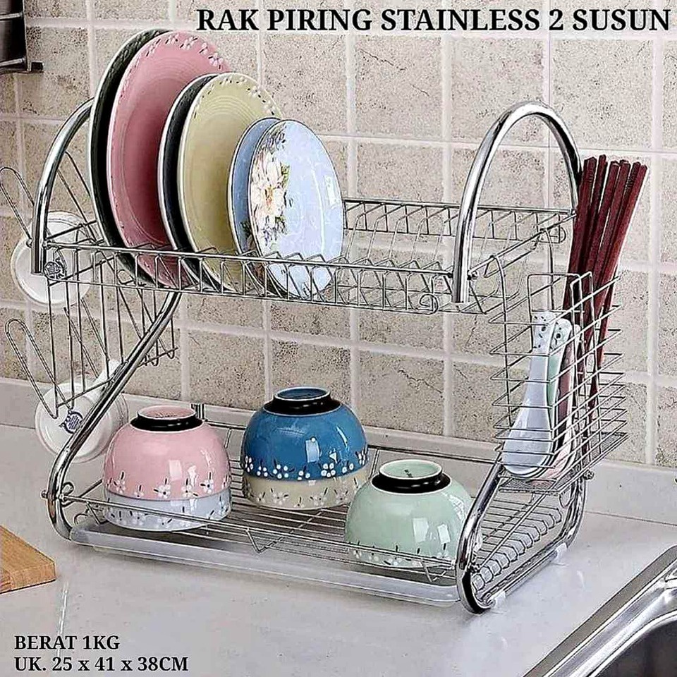 Jual Rak Piring Stainless GSF Steel 2 Susun | Shopee Indonesia
