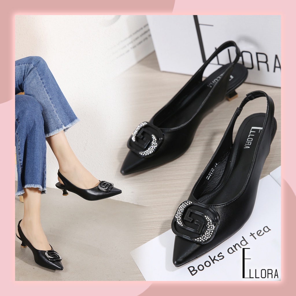 Jual ELLORA EL-6630 Sepatu Heels Wanita 4cm Slingback Import Indonesia ...
