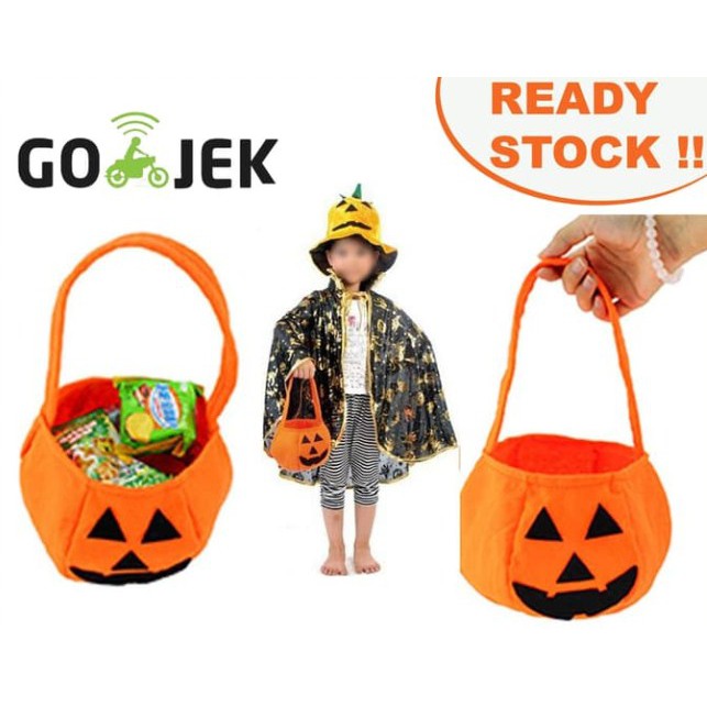 Jual Kantong permen halloween candy bag pumpkin keranjang permen ...