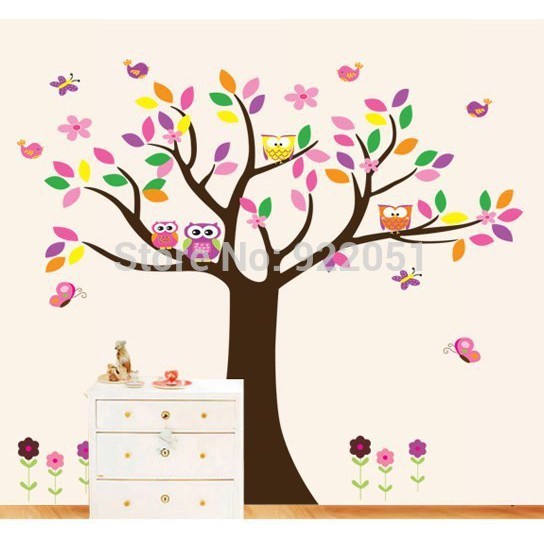 Jual METH DF5084 BIG TREE N OWL WALLSTICKER WALL STIKER 60X90WALLSTIKER ...