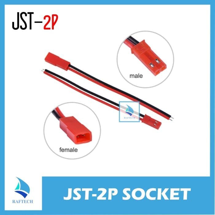 Jual [12-B2] JST-2P Kabel JST Soket Male Female Connector Socket 11cm ...