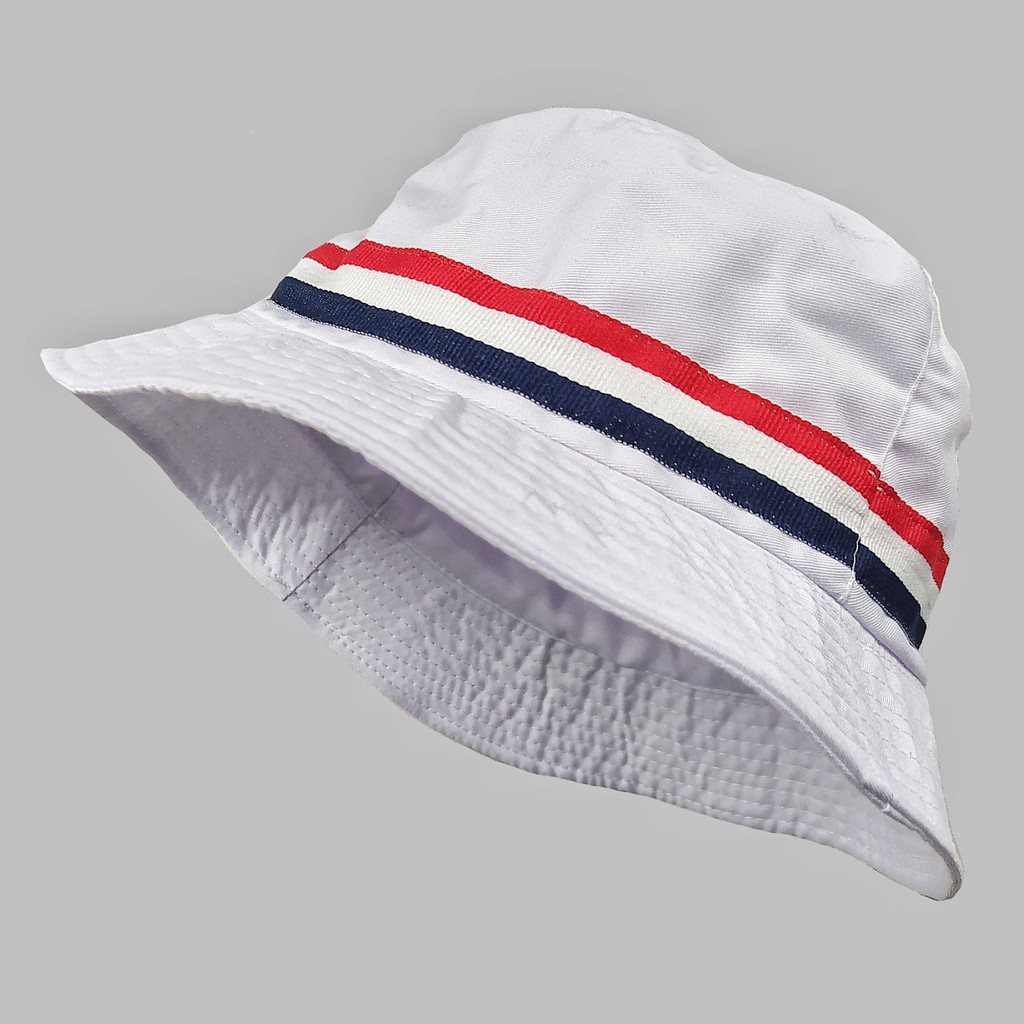 Jual Topi Bucket Hat BucketHat Mancing KPOP Putih List Bendera Biru ...