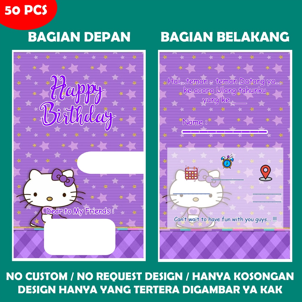 Jual Undangan ulang tahun design 02 no custom / undangan ultah ...