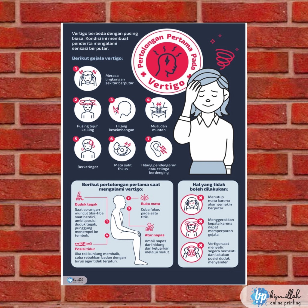 Jual Poster Kesehatan Pertolongan Pertama Pada Vertigo | Shopee Indonesia