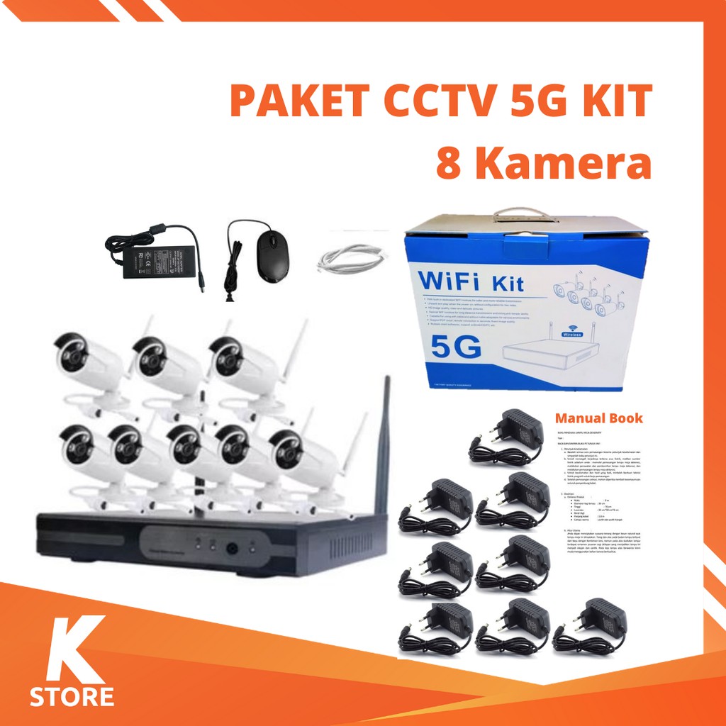Jual PAKET CCTV Wireless 5G KIT PACKAGE 8 Kamera - Paket IP Cam Full HD ...