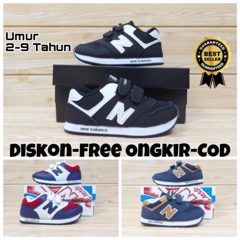 Jual sepatu olahraga anak sekolah nb newbalance hitam putih umur 2 ...