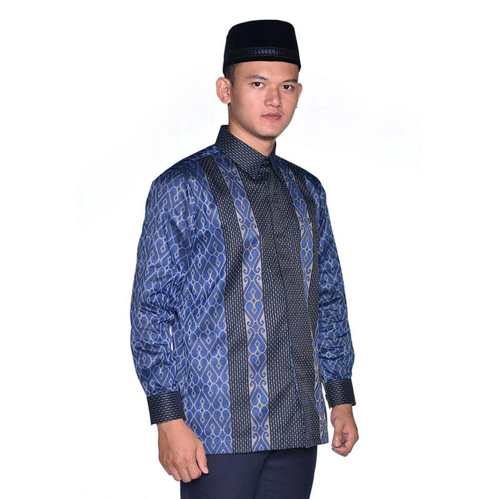 Jual Baju Batik BHS Signature Hitam Biru | Shopee Indonesia