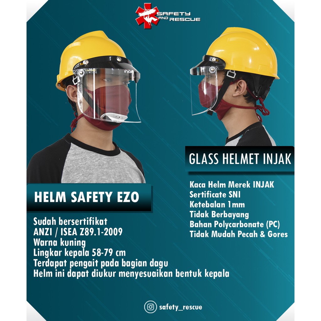 Jual helm safety dengan Face Shield SAFETY HELMET ENZO | Shopee Indonesia