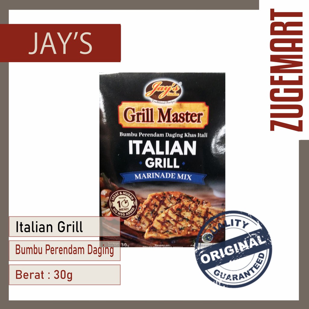 Jual Jay's Grill Master Italian Grill Marinade Bumbu Perendam Daging Italia / Jay's Kitchen ...