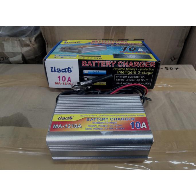 Jual charger aki/accu 12v 10a otomatis usat intellegent battery charger ...
