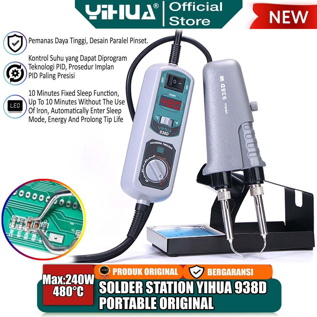 Jual Yihua 938D Soldering Tweezer Portable Solder Jepit Pinset SMD IC Dobel - Tweezer Solder ...