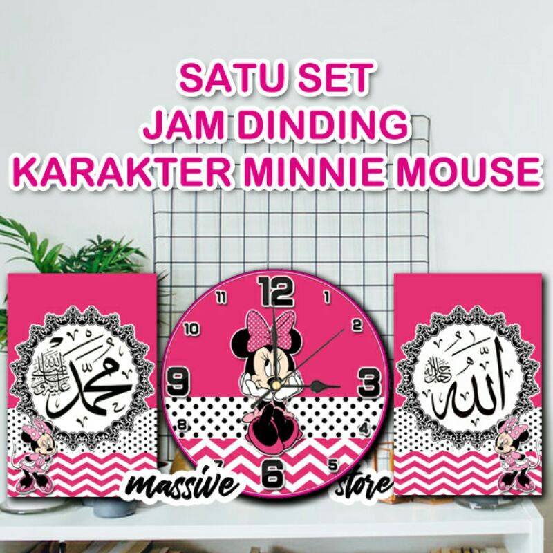 Jual SATU SET JAM DINDING KARAKTER MINNIE MOUSE PINK/HIASAN DINDING ...