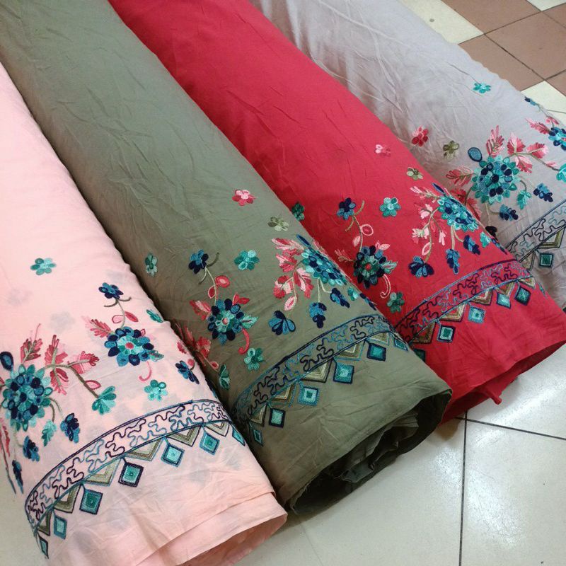 Jual kain katun paris bordir new satu sisi (harga meter) | Shopee Indonesia