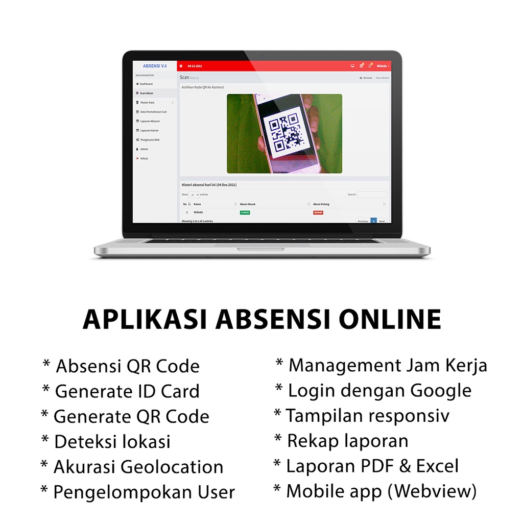 Jual Aplikasi Absensi Online (QR Code & Deteksi Lokasi) Berbasis Web ...