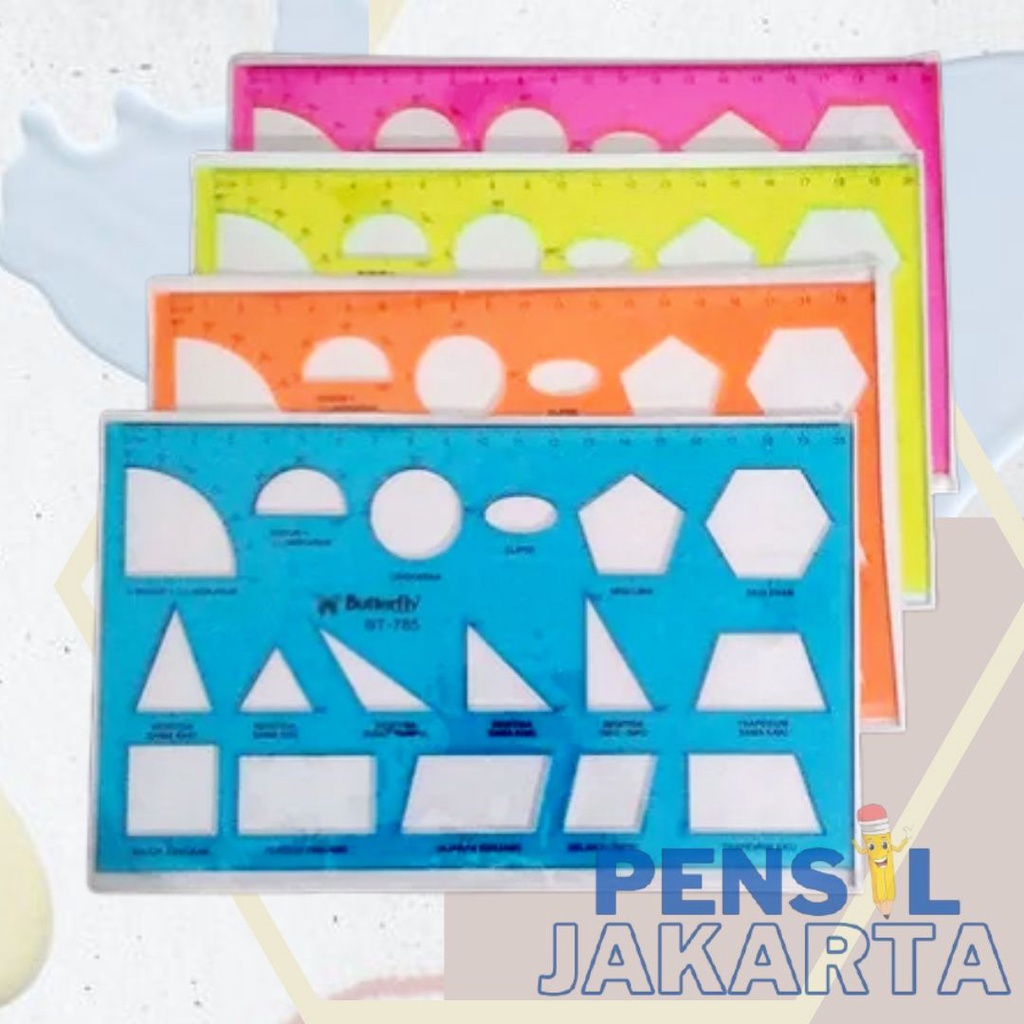 Jual Penggaris Bentuk Butterfly BT785 Pola Bangun Datar Garisan 20 cm ...