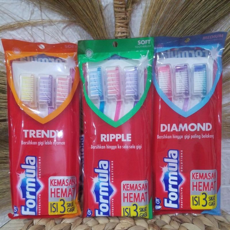 Jual Sikat Gigi FORMULA (Trendy, Ripple, Diamond), Kemasan Hemat isi 3 ...