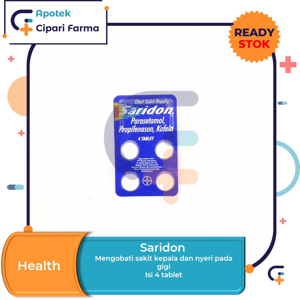 Jual Saridon Obat Pereda Sakit Kepala | Demam | Sakit Gigi 1 Strip 4 ...