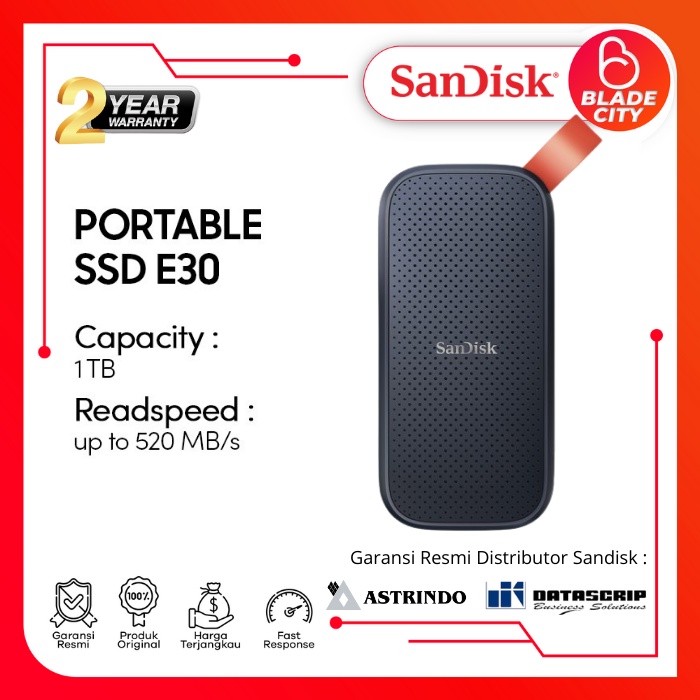 Jual Portable SSD 1TB Sandisk Extreme E30 I Speed 520mbps - Garansi Resmi | Shopee Indonesia
