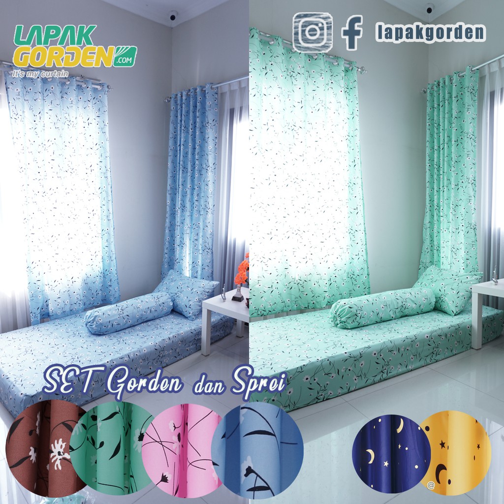 Jual Sprei Kasur 1 Set Dengan Gorden Ukuran Tinggi 200cm Indonesia ...