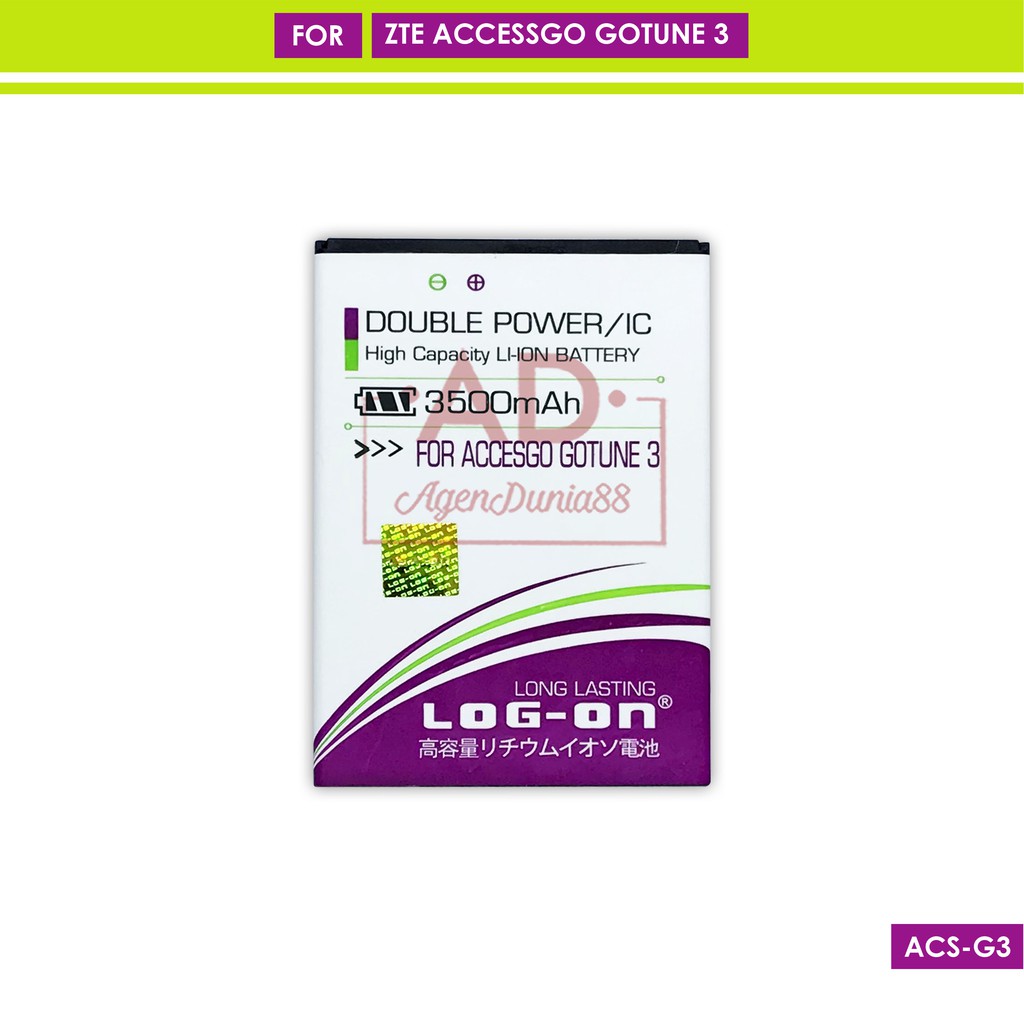 Jual BATERAI ZTE ACCESSGO GOTUNE 3 - ACS-G3 - LOG ON DOUBLE POWER BATTERY | Shopee Indonesia