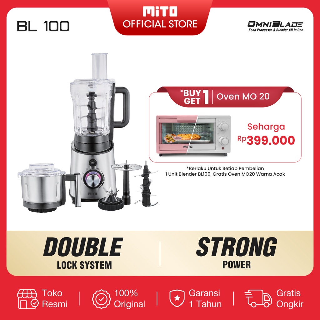 Jual MITO Blender BL 100 BL100 Food Processor BL-100 Omni Blade FOOD ...