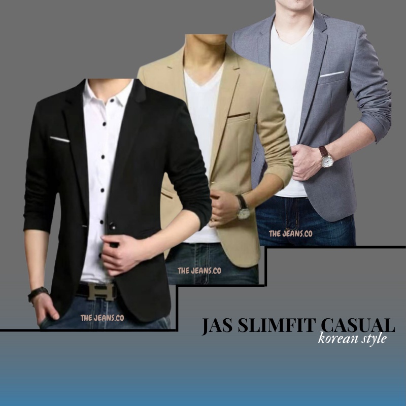 Jual Jas Pria Formal Casual Slim Fit Pengantin /Blazer Pria Slim Fit ...