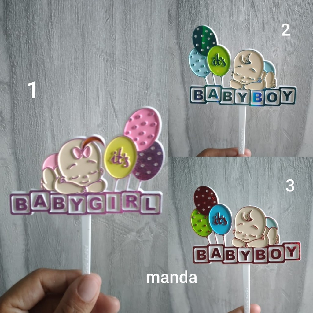 Jual Topper kue tart puding tumpeng tusuk baby shower baby girl baby ...
