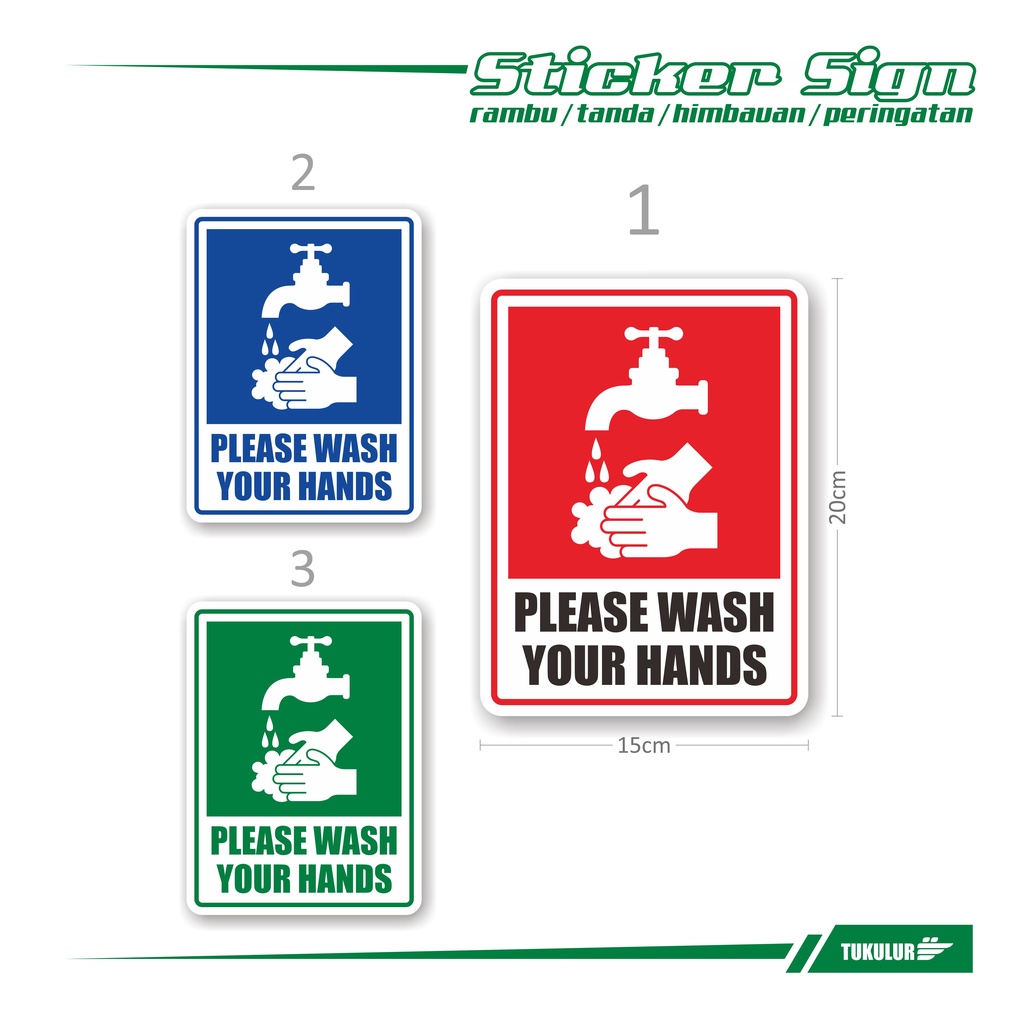 Jual STIKER TANDA SIGN HIMBAUAN PERINGATAN INFORMASI CUCI TANGAN ...