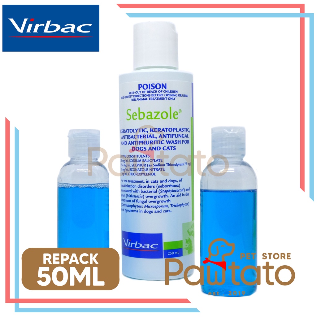 Jual Shampoo Anjing Kucing Sebazole 50ML Kemasan Botol Kulit Anti Jamur ...