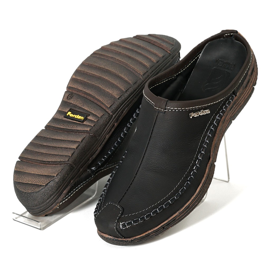 Jual Sepatu Sandal Slop Pria kulit asli Sendal Bustong laki laki coklat ...