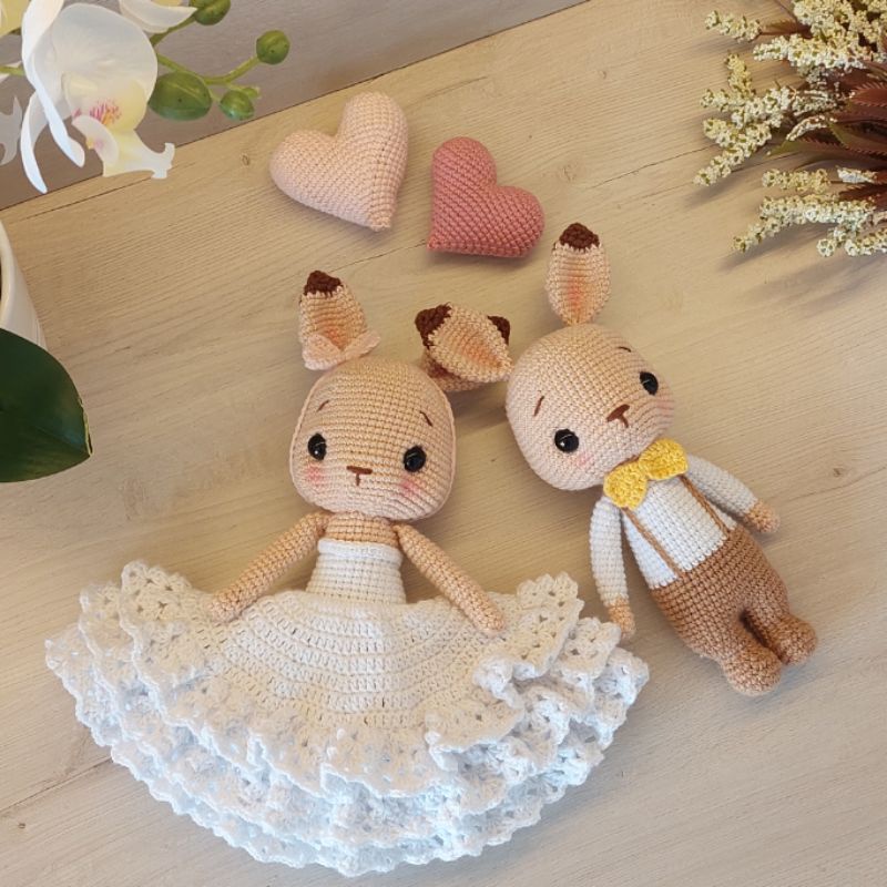 Jual Boneka Rajut Amigurumi Wedding Rabbit (couple) | Shopee Indonesia