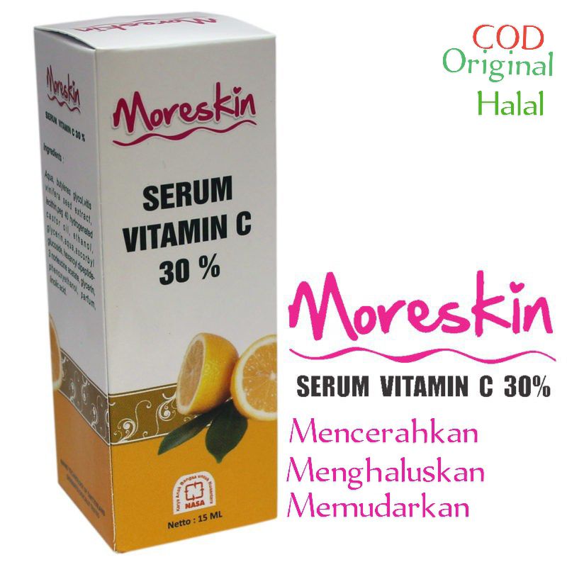 Jual MORESKIN SERUM VITAMIN C30% MENCERAKAN,MENGHALUSKAN DAN MEMUDARKAN FLEK DAN BEKAS JERAWAT ...