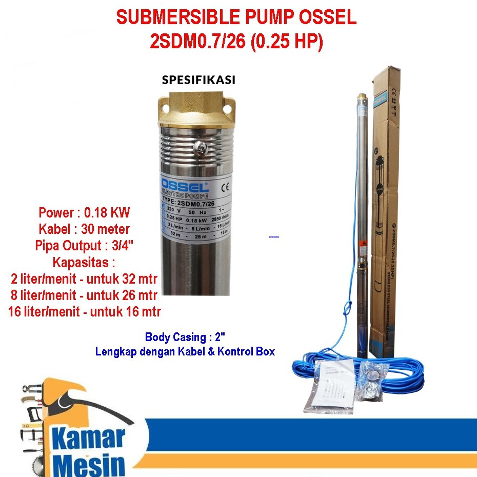 Pompa Celup 1/4 PK 2" Pompa Submersible 2" 1/4 PK Pompa Sible 1/4 PK ...